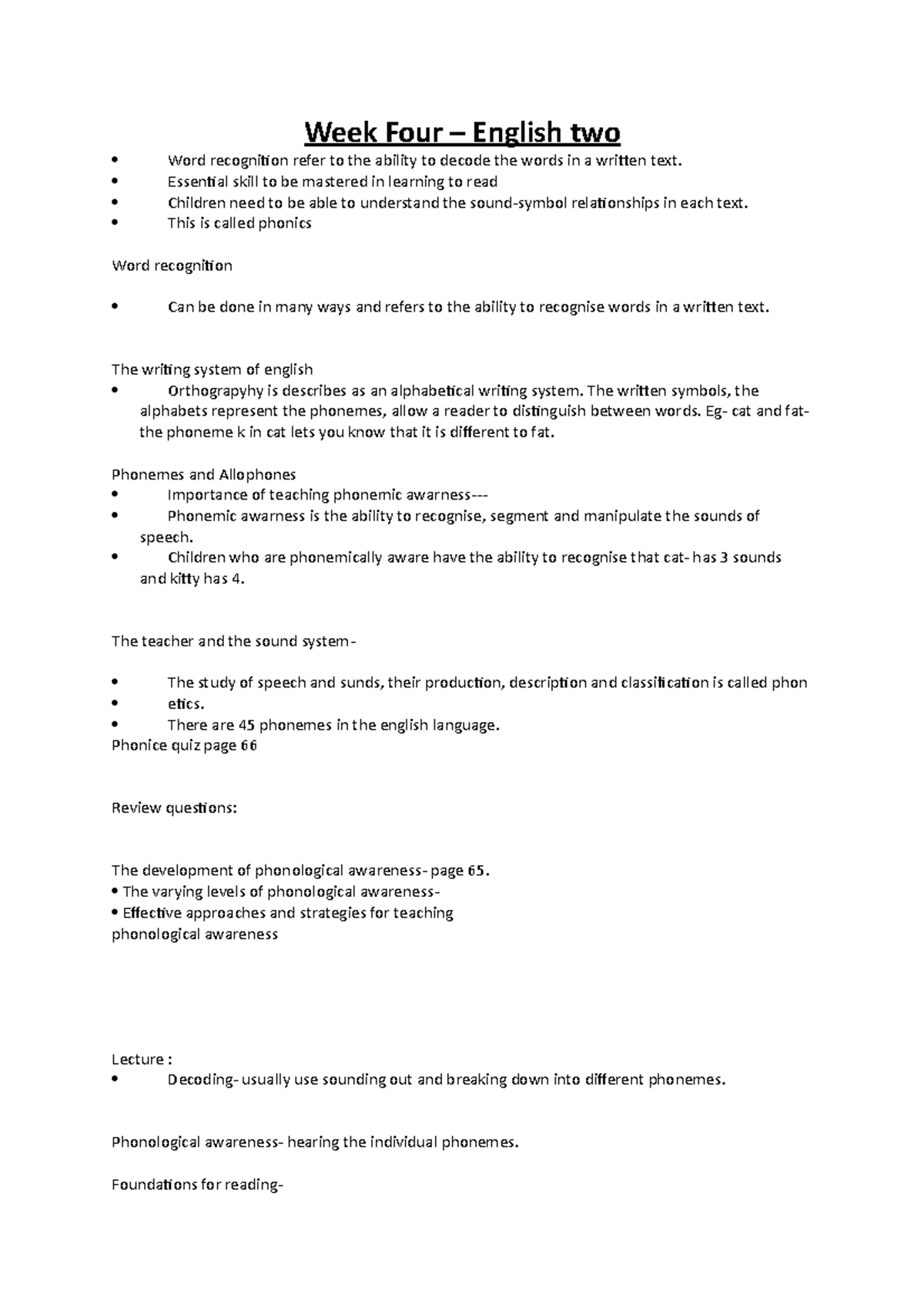 English 2 Week 4 - Week 4 tutorial and lecture notes - ED2004 - StuDocu