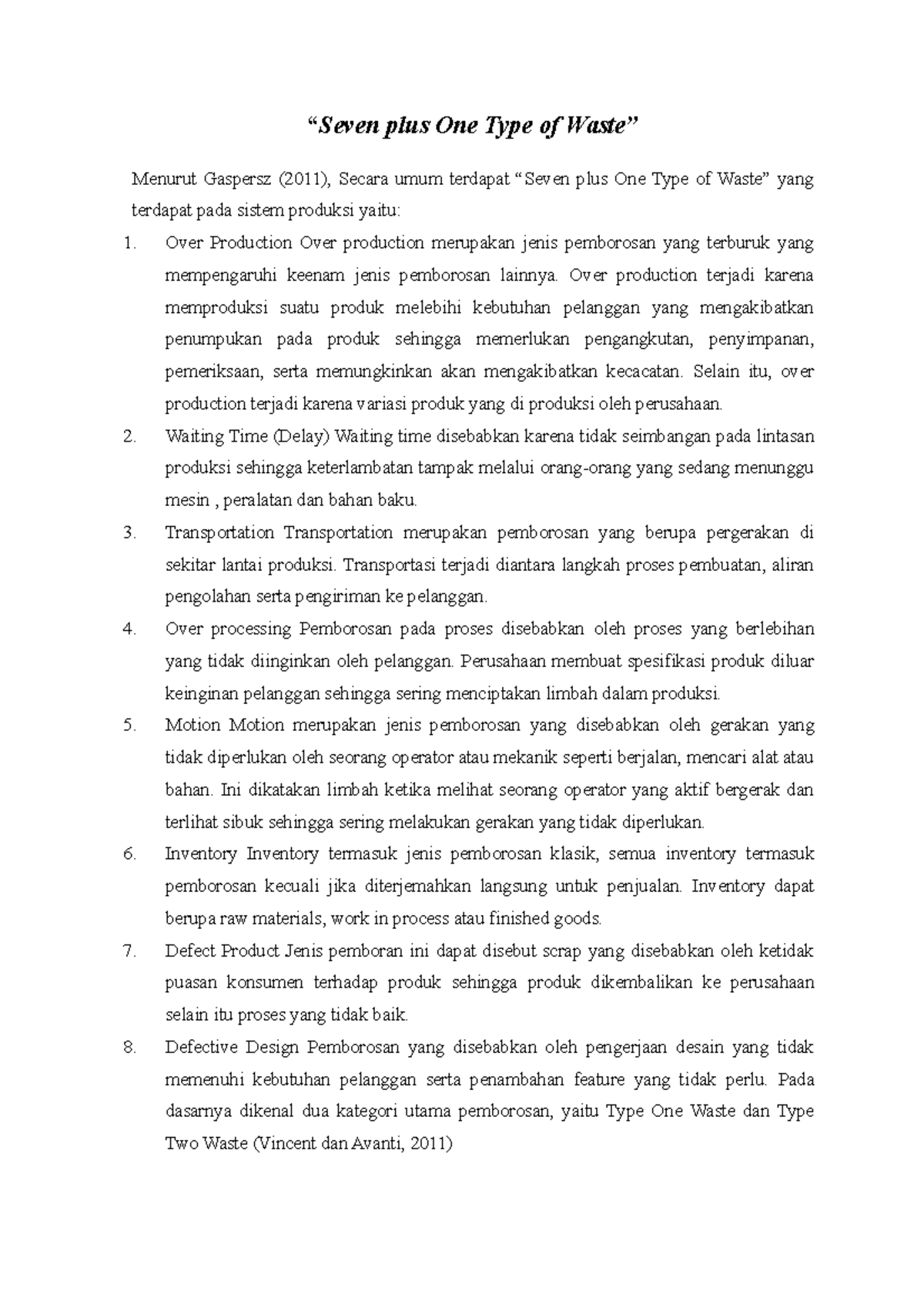 5. Seven plus One Type of Waste - “Seven plus One Type of Waste ...