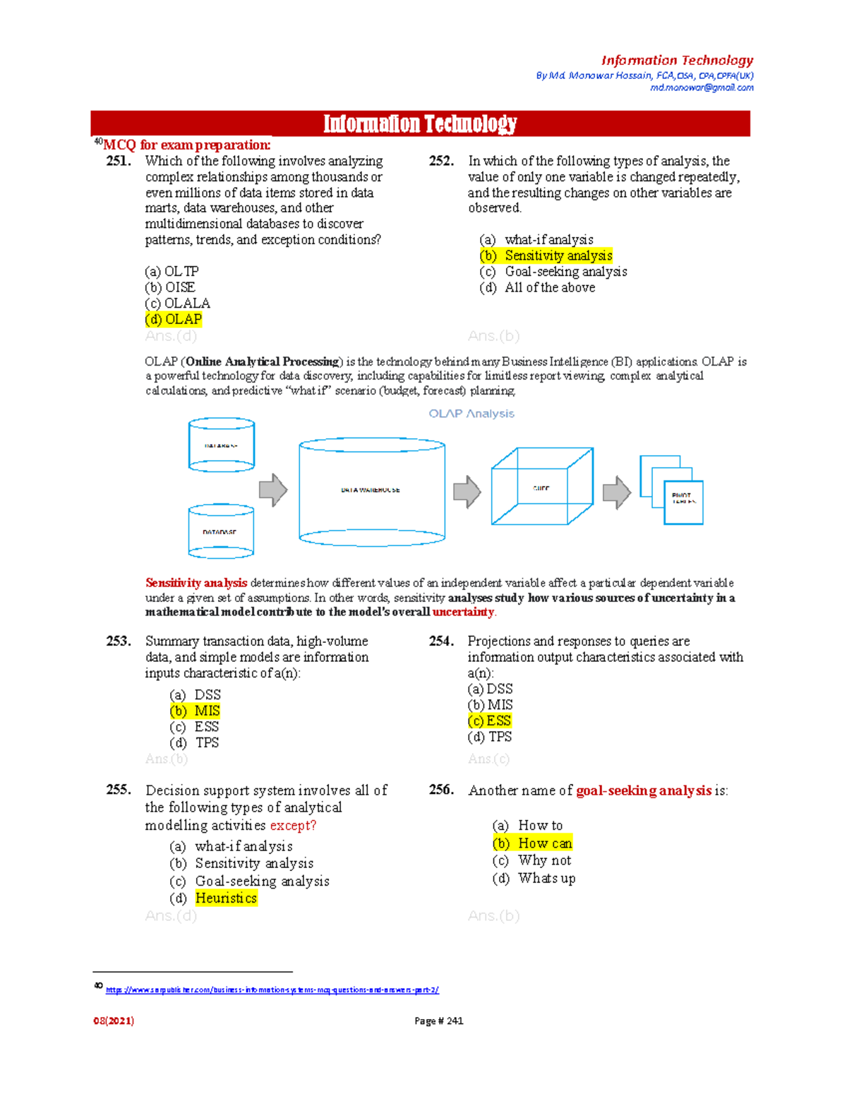 IT MCQ - ICAB CL - By Md. Monowar Hossain, FCA,CISA, CPA,CPFA(UK) md ...