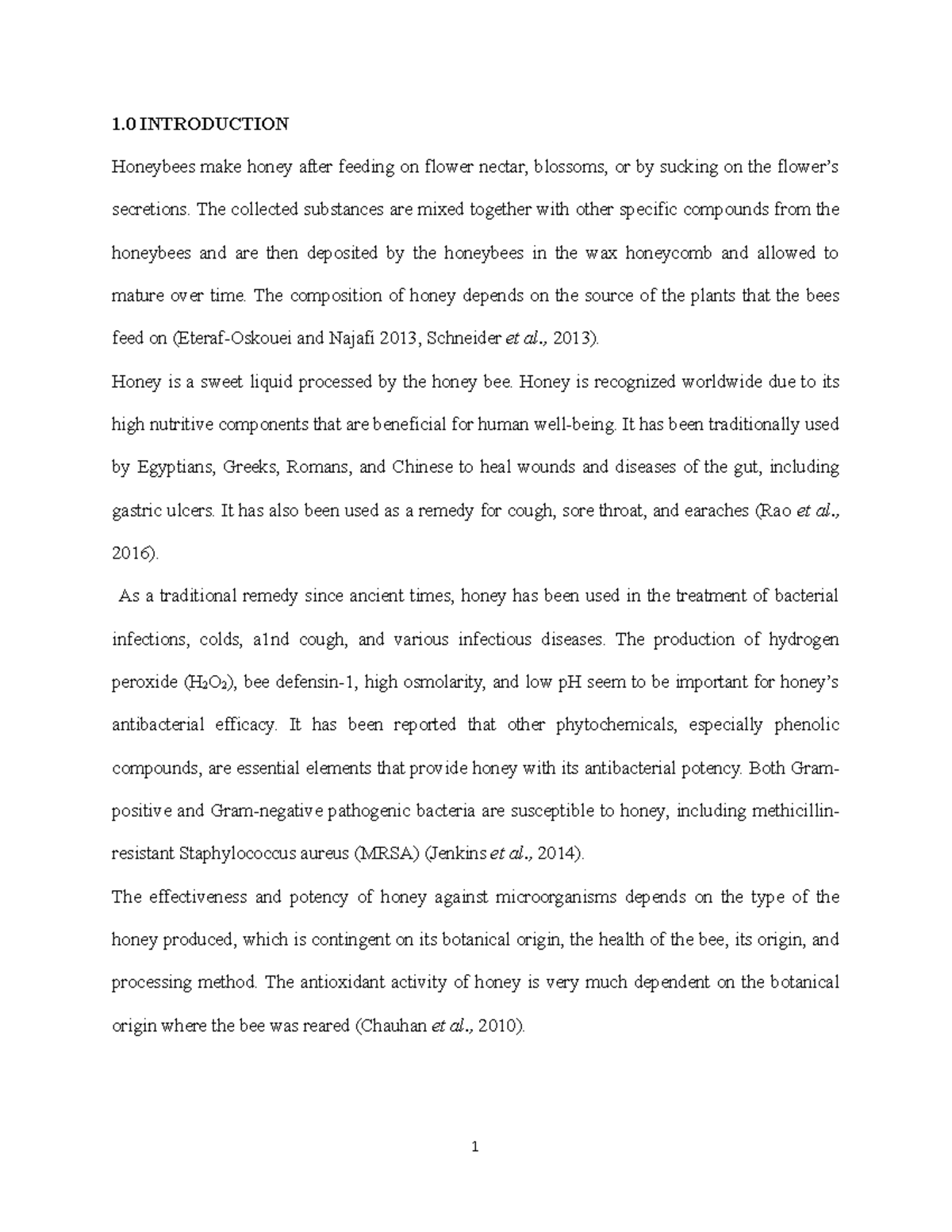 Mariam Aishat - potency of honey - 1 INTRODUCTION Honeybees make honey ...