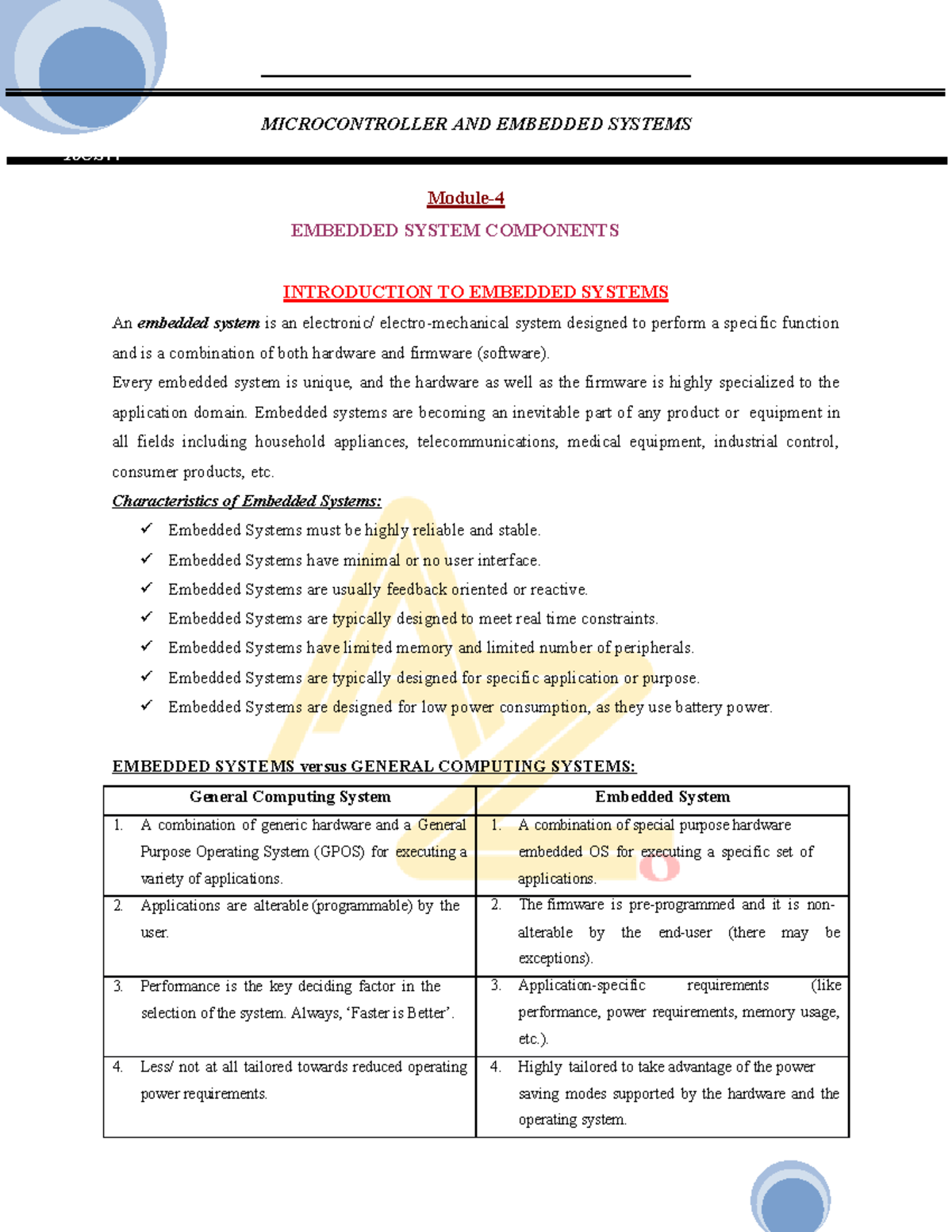 Module 4 mes - 18 scheme - 1 18CS Module- EMBEDDED SYSTEM COMPONENTS INTRODUCTION TO EMBEDDED ...