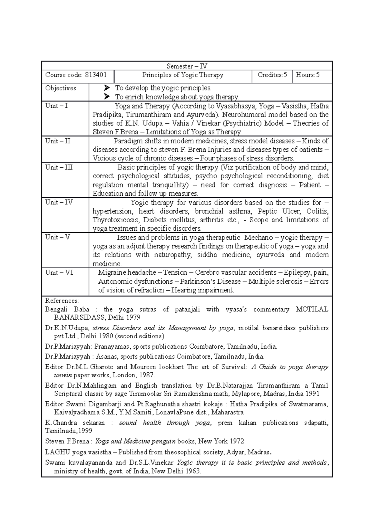 M.sc Yoga 4th sem syllabus - Semester – IV Course code: 813401 ...