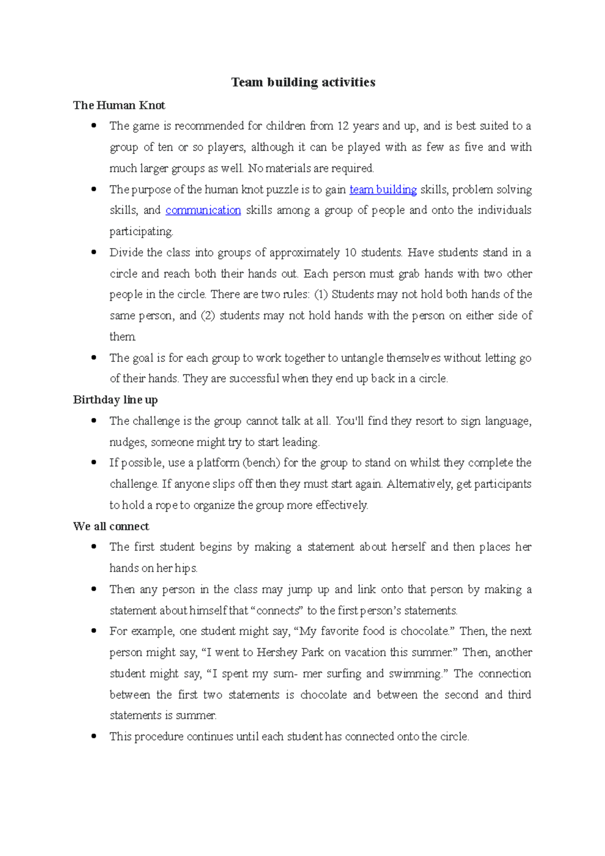 Team building activities and Teacher Parent relationship - Team ...