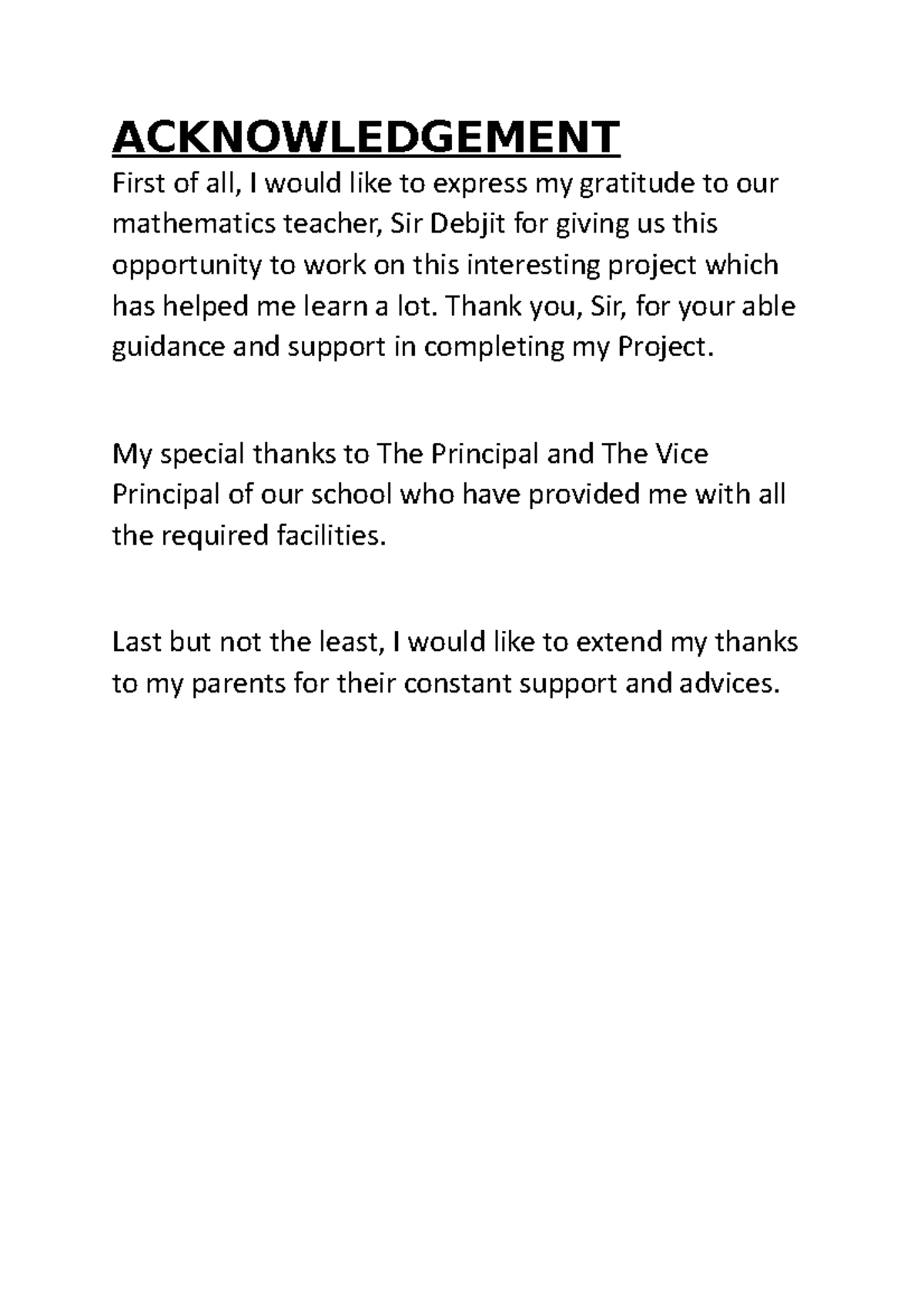 Maths art inltegrated project - ACKNOWLEDGEMENT First of all, I would ...
