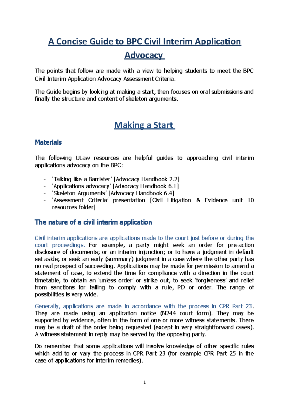 A Concise Guide to BPC Civil Interim Application Advocacy - A Concise ...