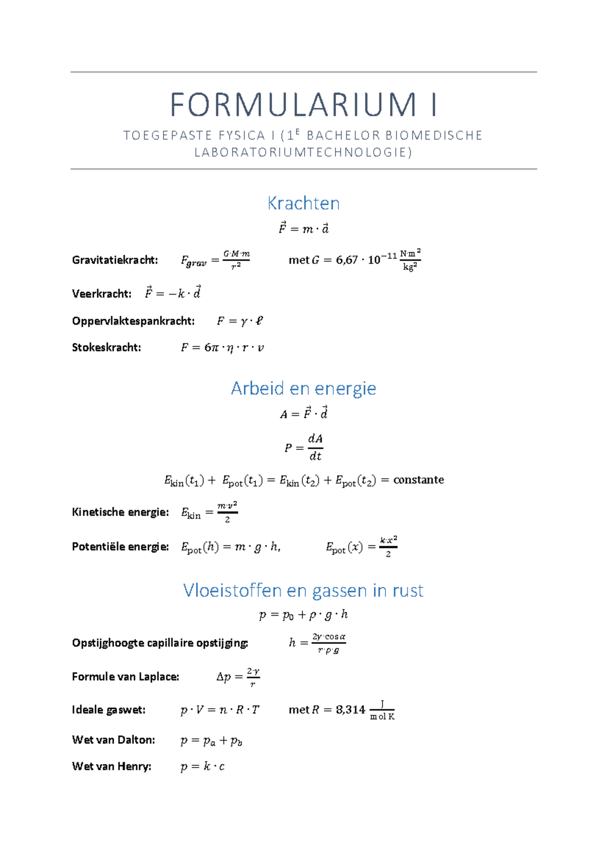 Formularium Natuurkunde - FORMULARIUM I T O E G E P A S T E F Y S I C A ...