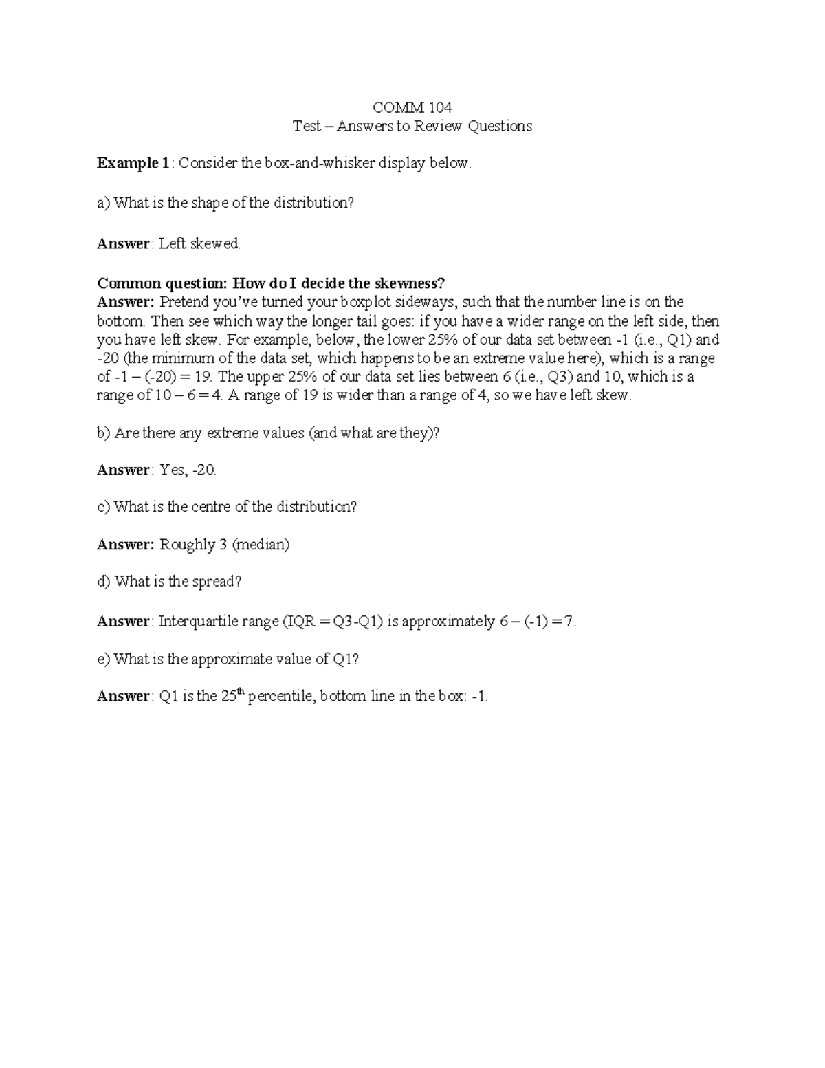 Test1 Review Answers-1 - COMM 104 Test – Answers to Review Questions ...