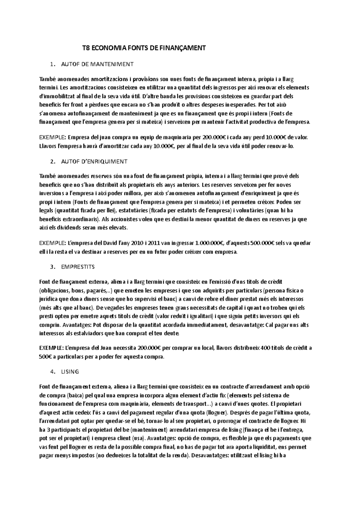 T8 Economia Fonts DE Finançament - T8 ECONOMIA FONTS DE FINANÇAMENT 1 ...