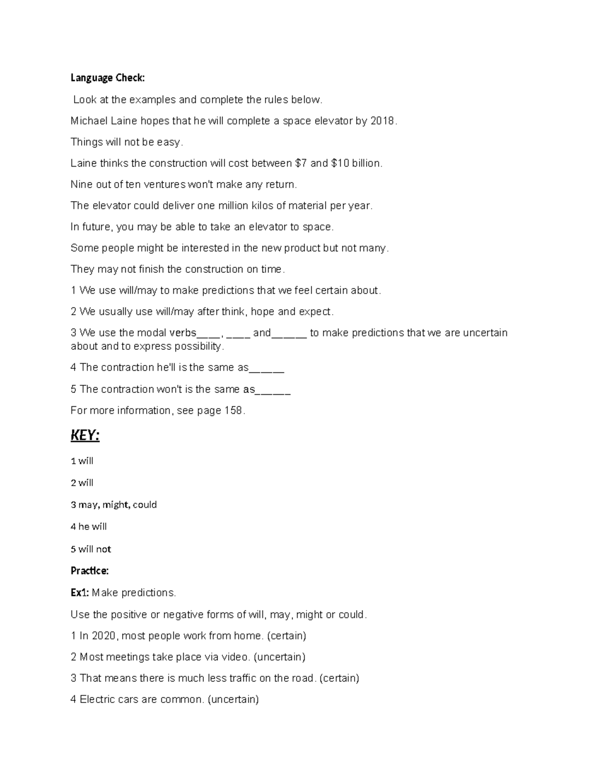 KEY unit 6 english for business studies pre intermediate - Language ...