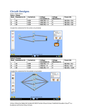 Circuit Builder Gizmos - Name: Aramide Soneye Date: January 23 Student Exploration: Circuit ...