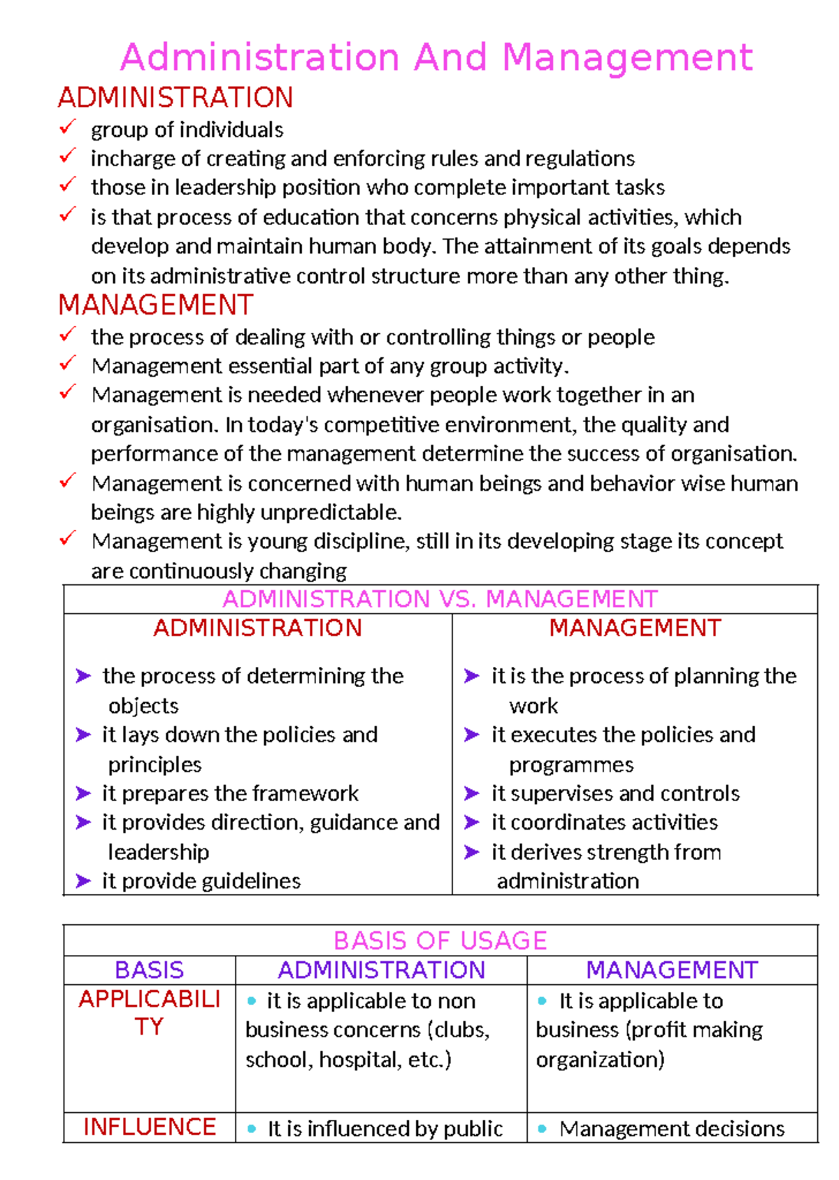 Administration - The attainment of its goals depends on its ...