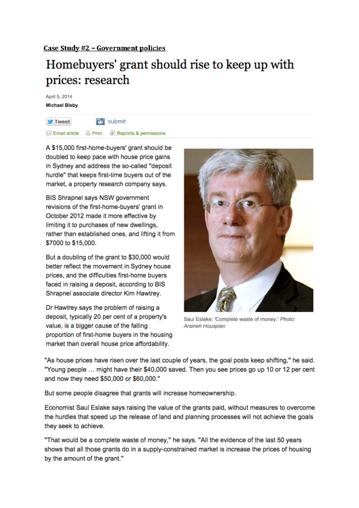 Case Study 2 - example - Case Study #2 – Government policies References ...