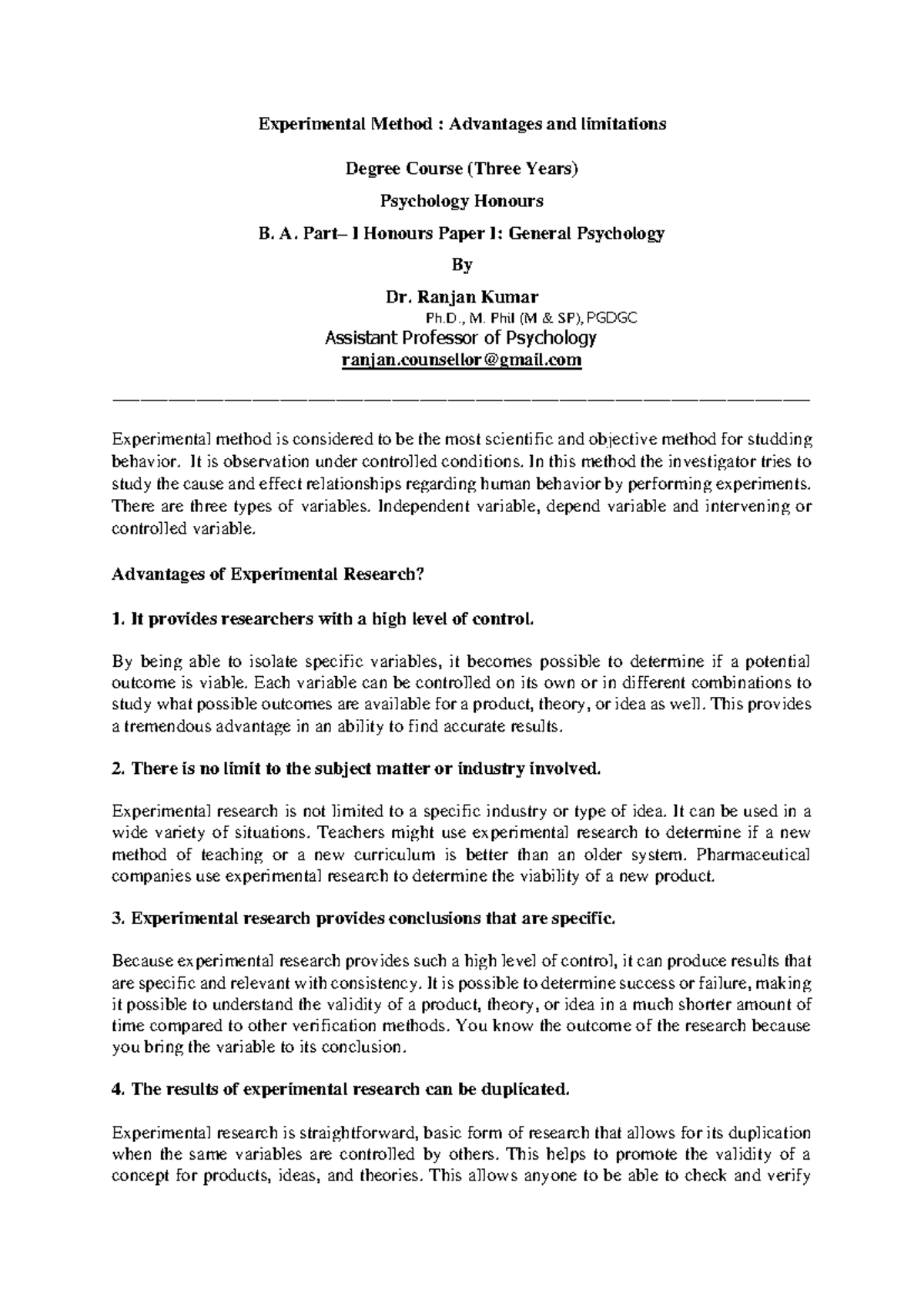 1572486481 experimental method - Experimental Method : Advantages and ...