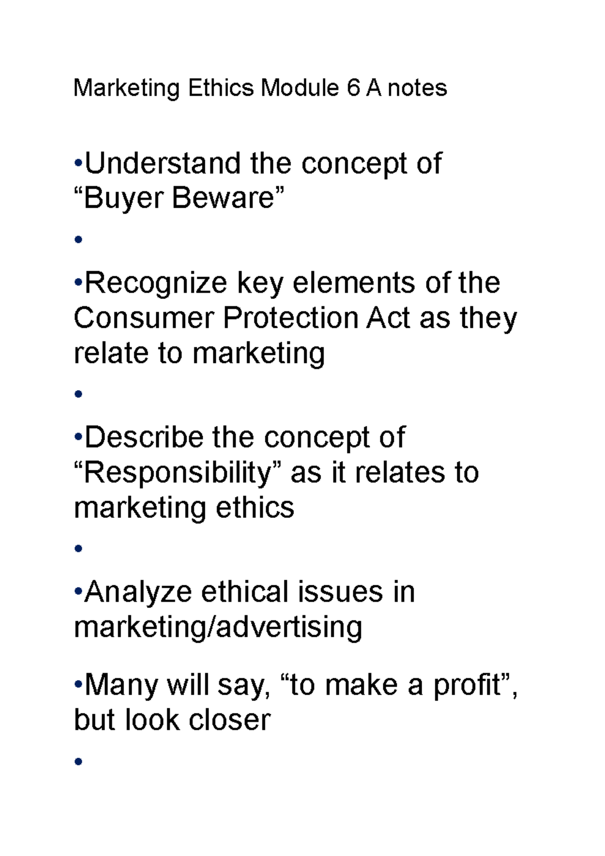 Marketing Ethics Module 6 A notes - Marketing Ethics Module 6 A notes ...