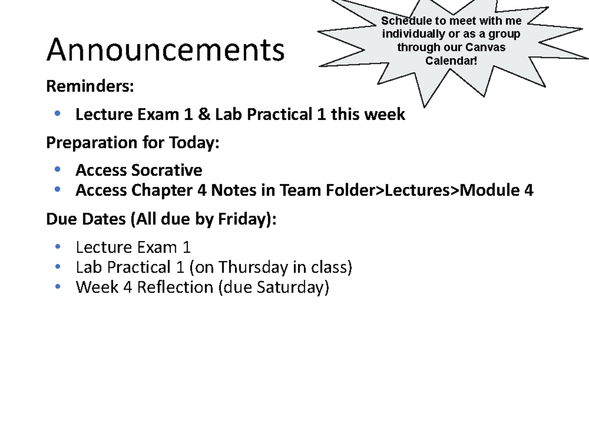 BIOL2401 FALL2021 Module 4-Lecture - Announcements Reminders: • Lecture ...