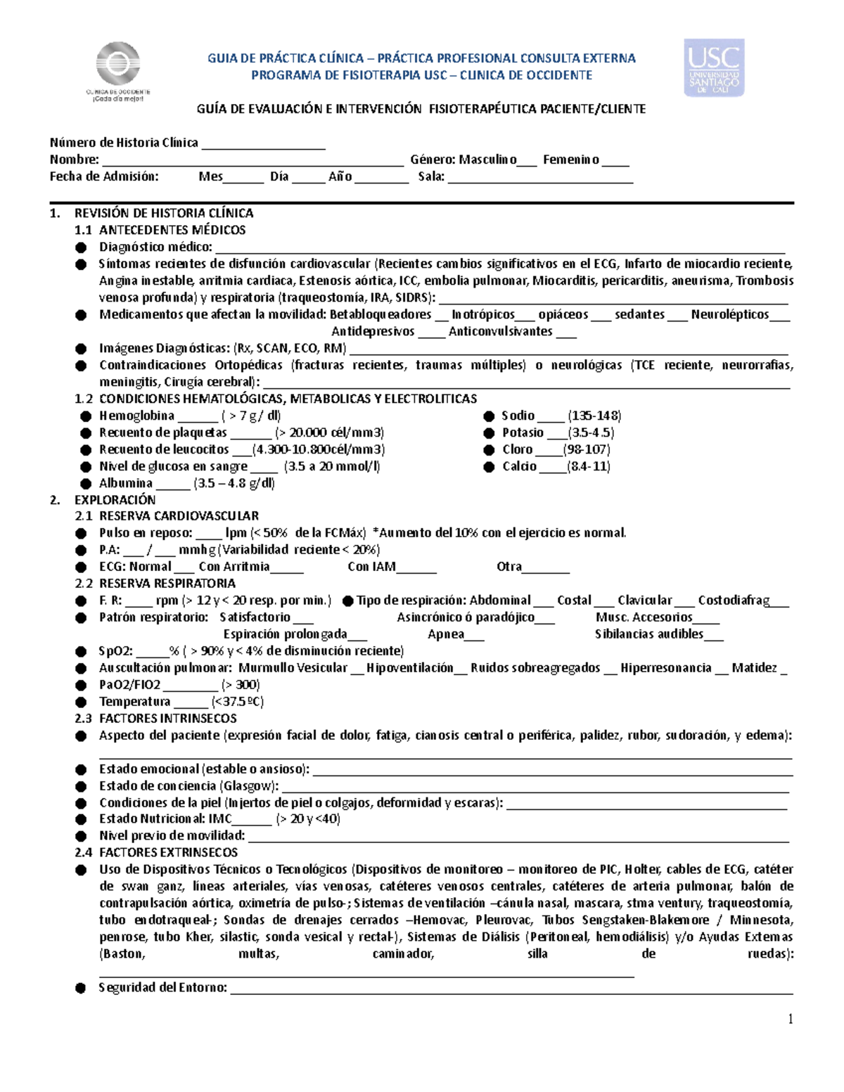 Evaluacion FT - documento realizado en la practica clónica - GUIA DE ...