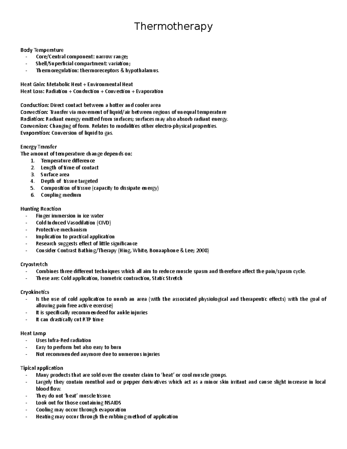 11. Thermotherapy - Thermotherapy Body Temperature - Core/Central ...