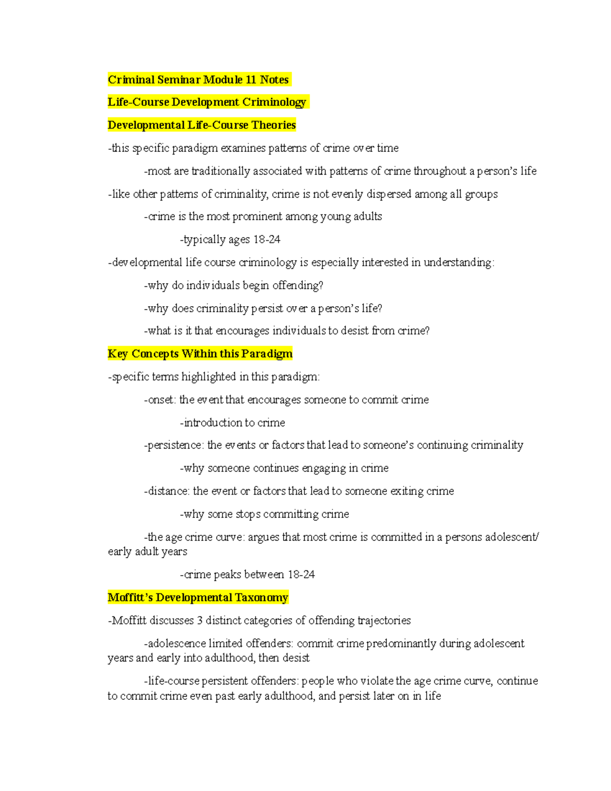 Criminal seminar module 11 notes - Criminal Seminar Module 11 Notes ...