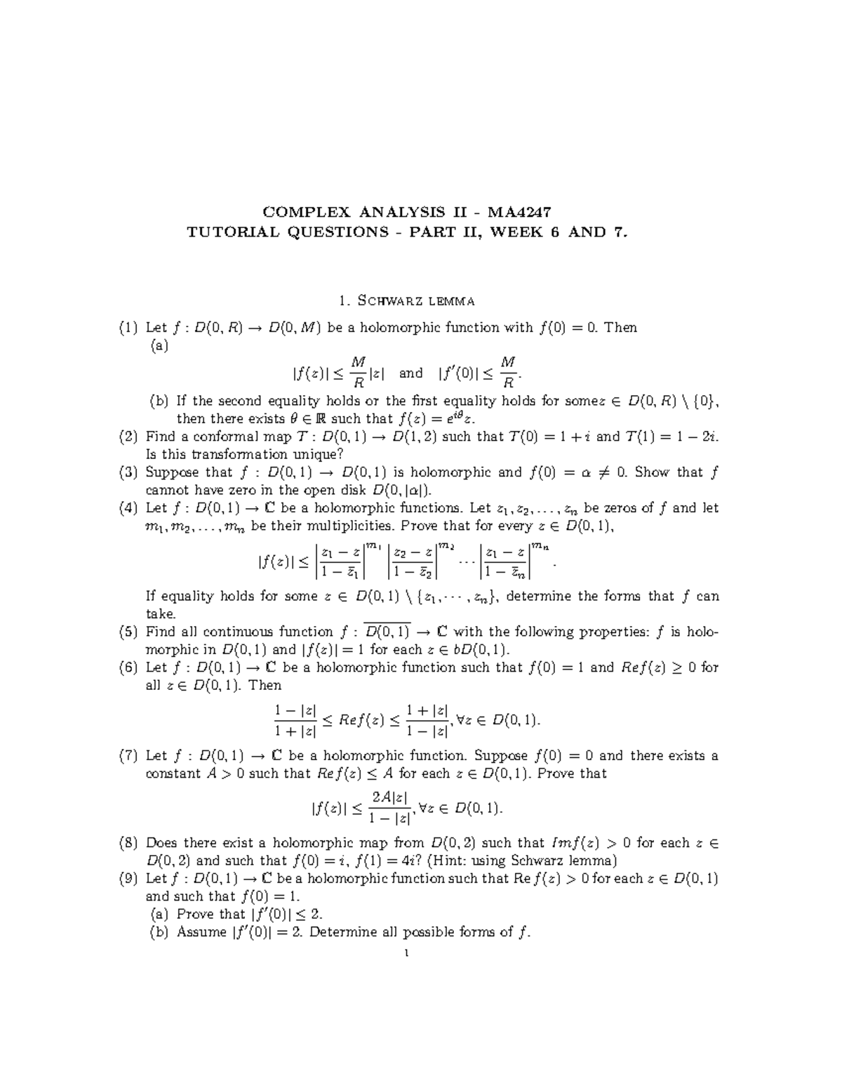 Find a conformal map T - theory of functions of a complex variable - COMPLEX ANALYSIS II - MA ...