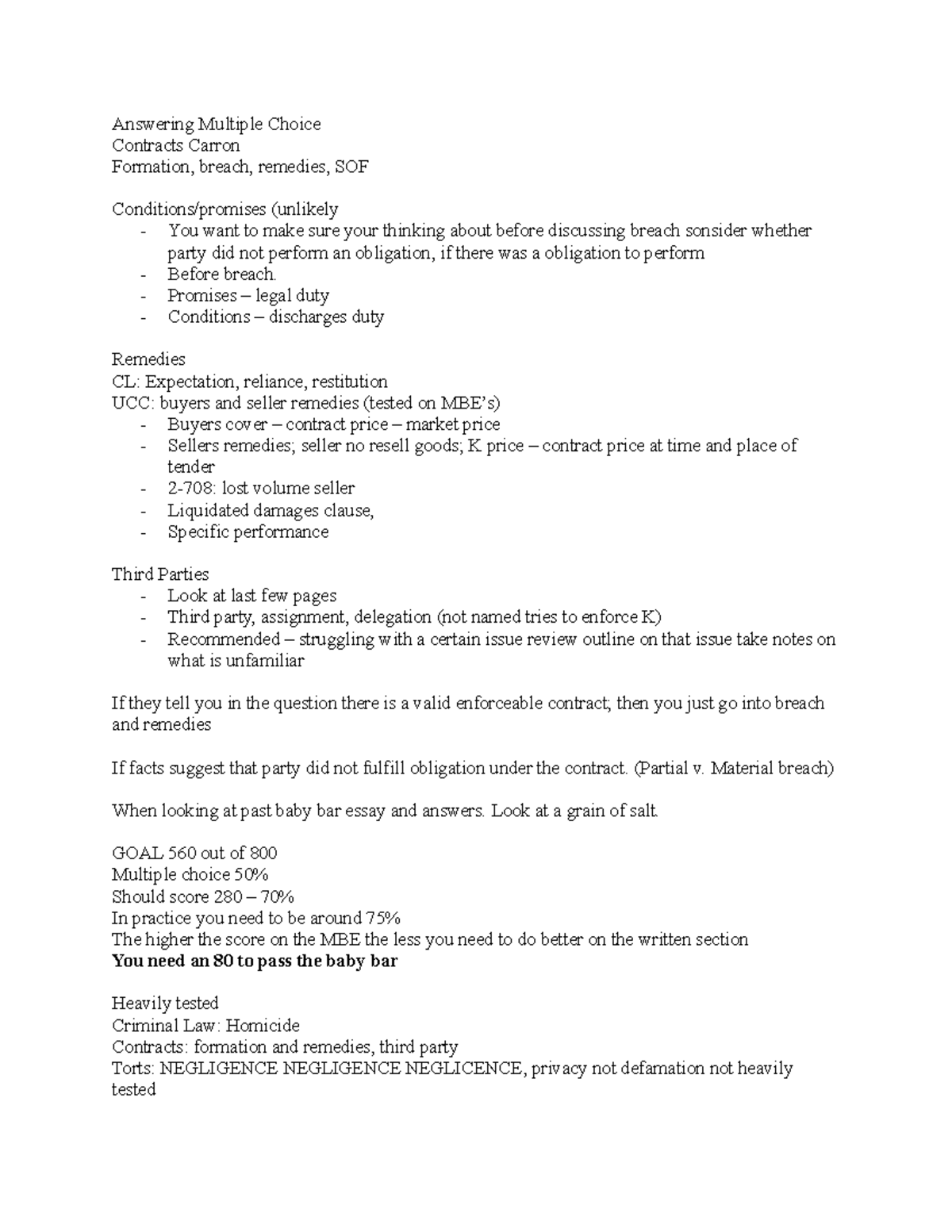 Answering Multiple Choice: Essays - Answering Multiple Choice Contracts ...