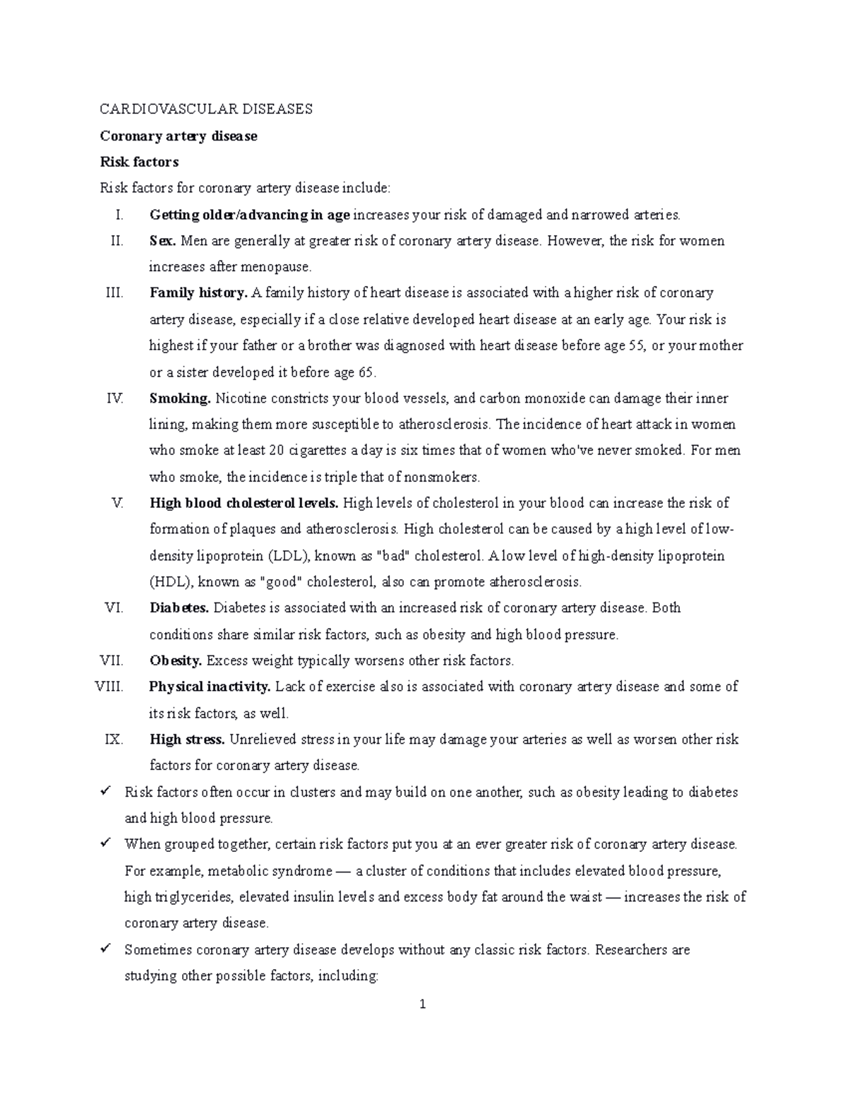 Cardiovascular Diseases II - CARDIOVASCULAR DISEASES Coronary artery ...