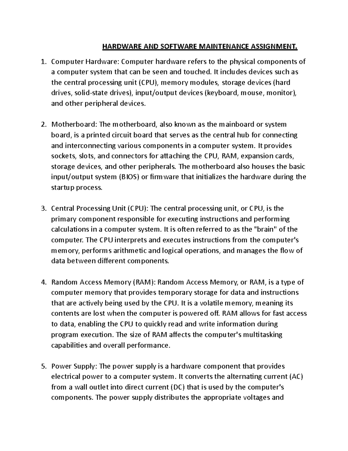 Hardware and software maintenance - HARDWARE AND SOFTWARE MAINTENANCE ...