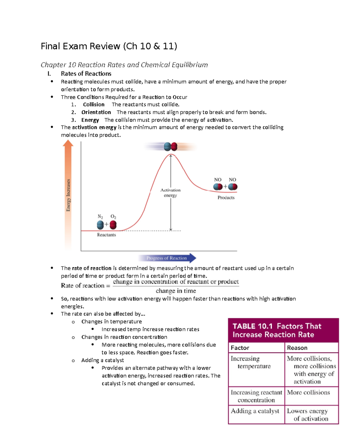 Final Exam Review - Summary General Organic and Biological Chemistry ...