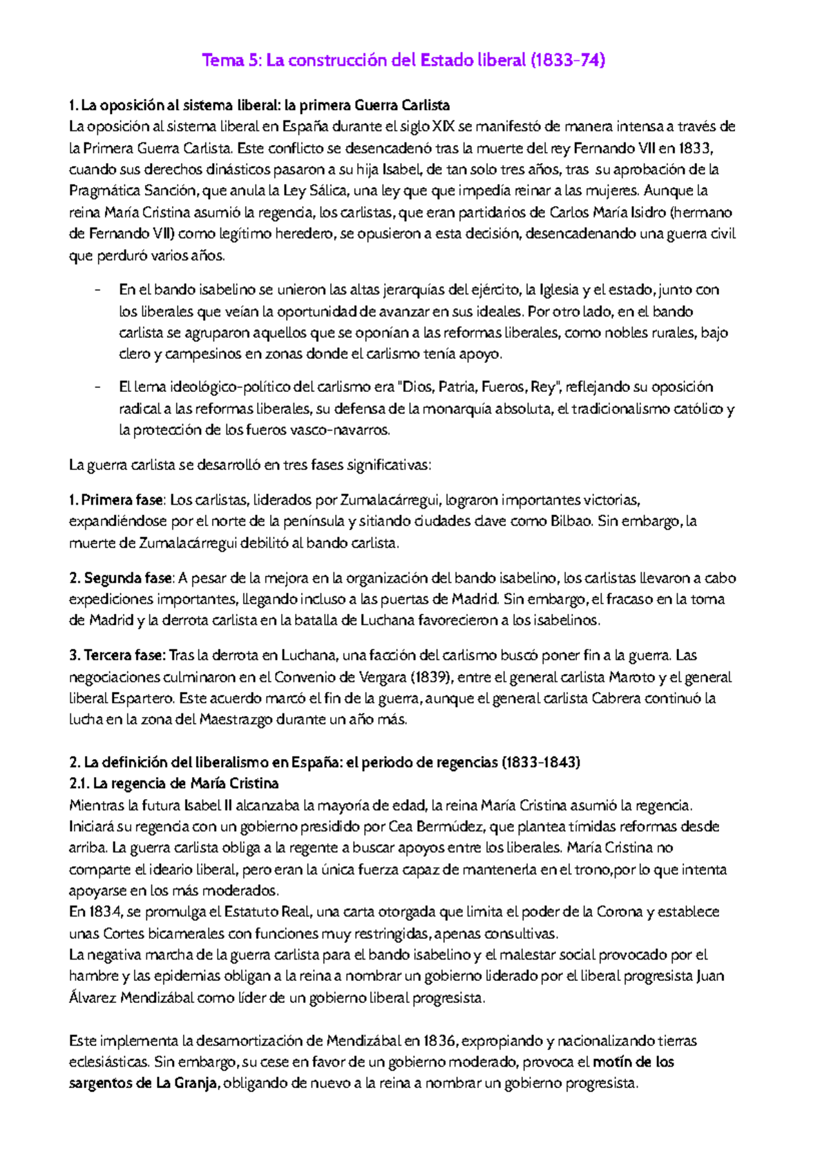 La construcción del Estado liberal - Tema 5: La construcción del Estado liberal (1833-74) La ...