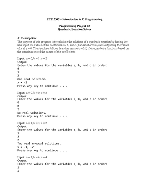 ECE 2305 programming project 03 - ECE 2305 – Introduction to C Programming Programming Project ...