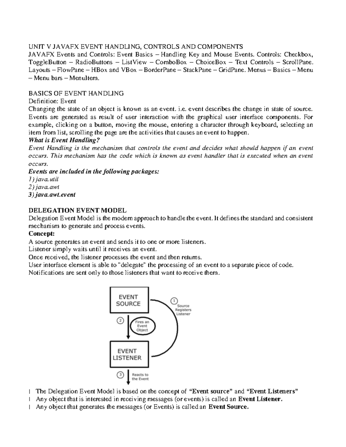OOPS Study Material UNIT-5 - UNIT V JAVAFX EVENT HANDLING, CONTROLS AND COMPONENTS JAVAFX Events ...