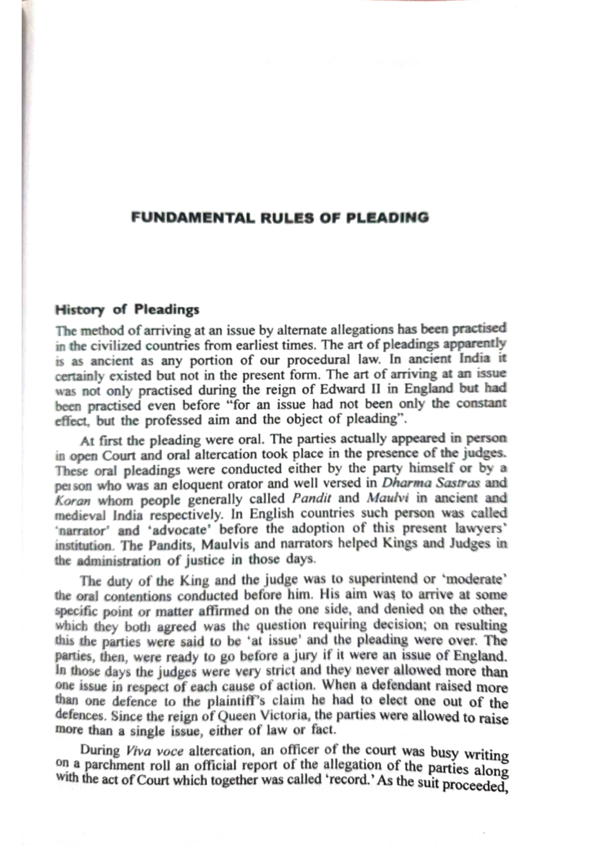 Draft pleading notes - FUNDAMENTAL RULES OF PLEADING History of ...
