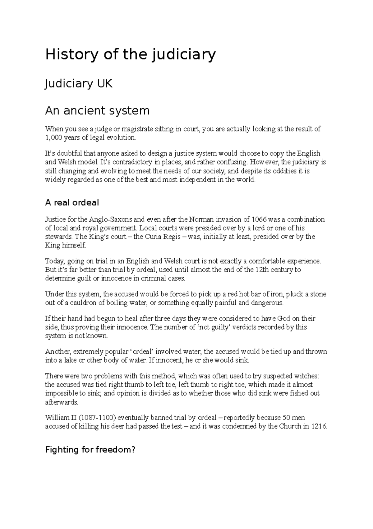 History of the judiciary - History of the judiciary Judiciary UK An ...