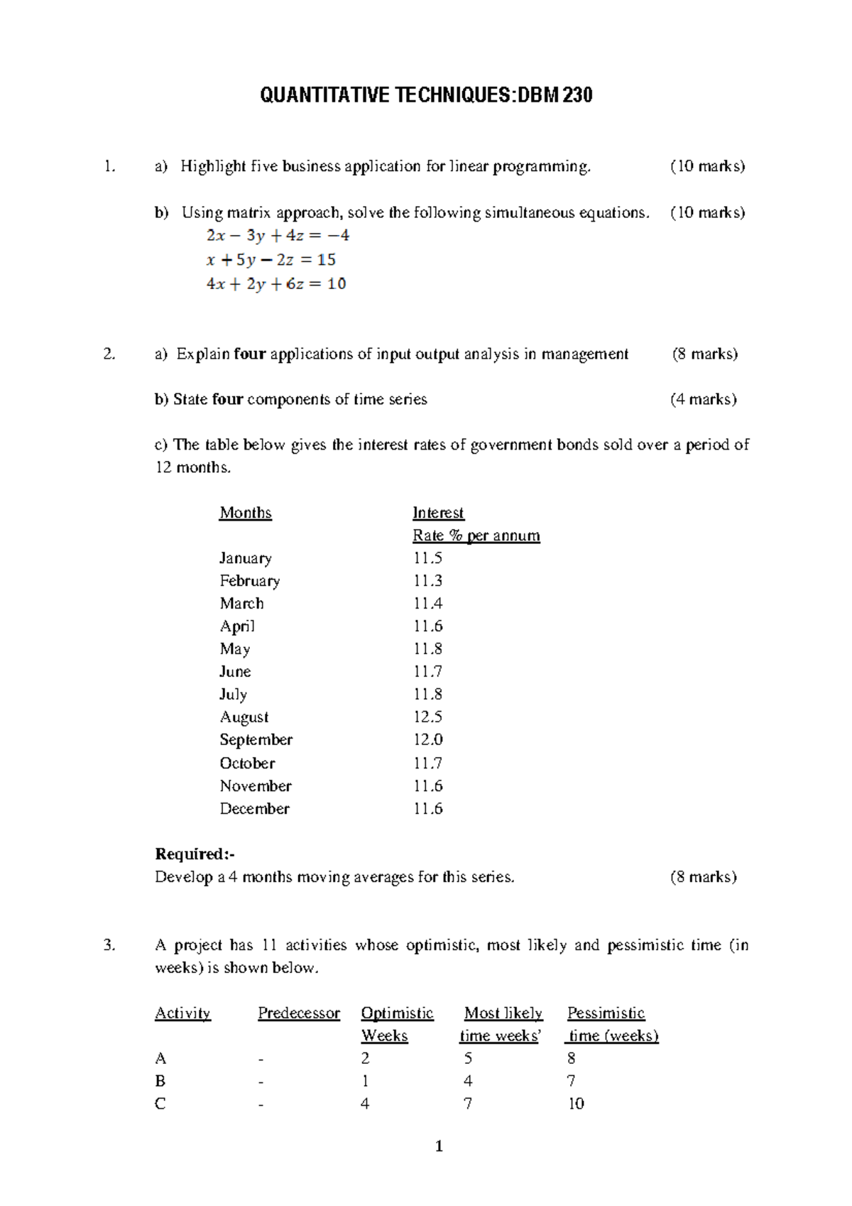 +DBM 230 - WORK RELATED - QUANTITATIVE TECHNIQUES: DBM 230 a) Highlight ...