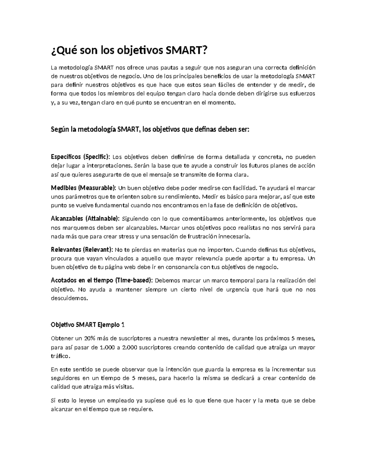 Qué son los objetivos Smart - ¿Qué son los objetivos SMART? La ...