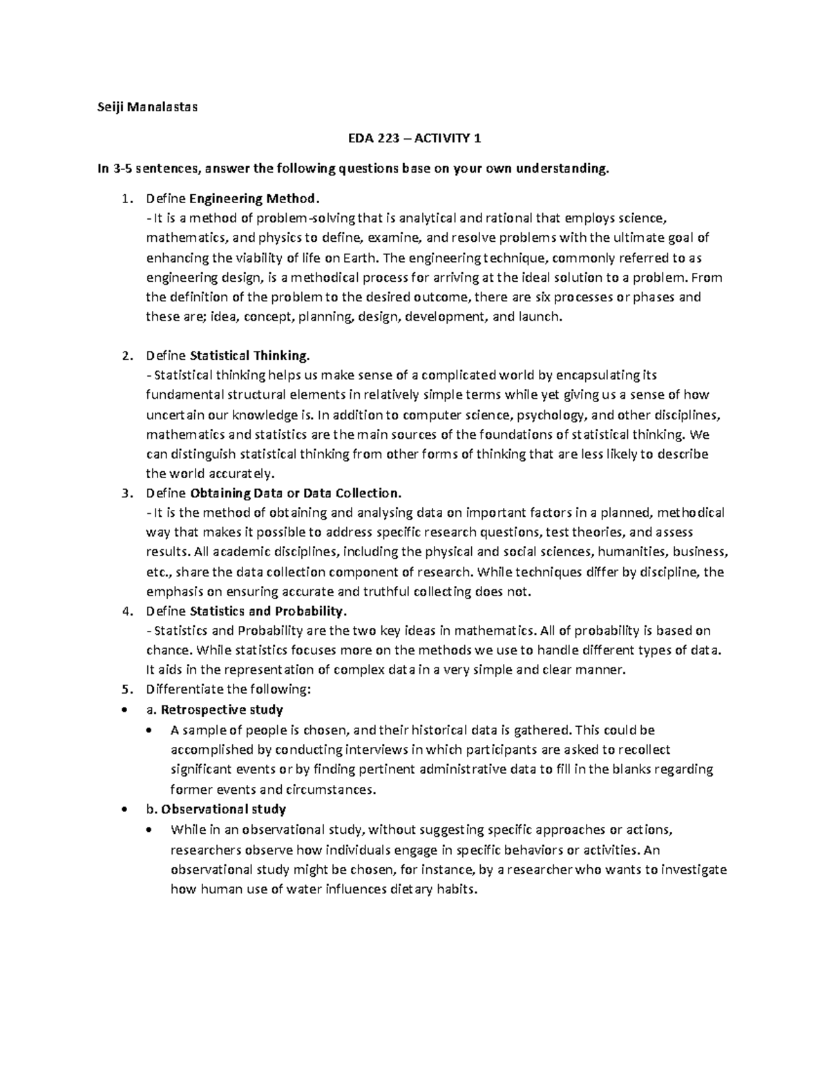 Engineering data - Seiji Manalastas EDA 223 – ACTIVITY 1 In 3-5 ...