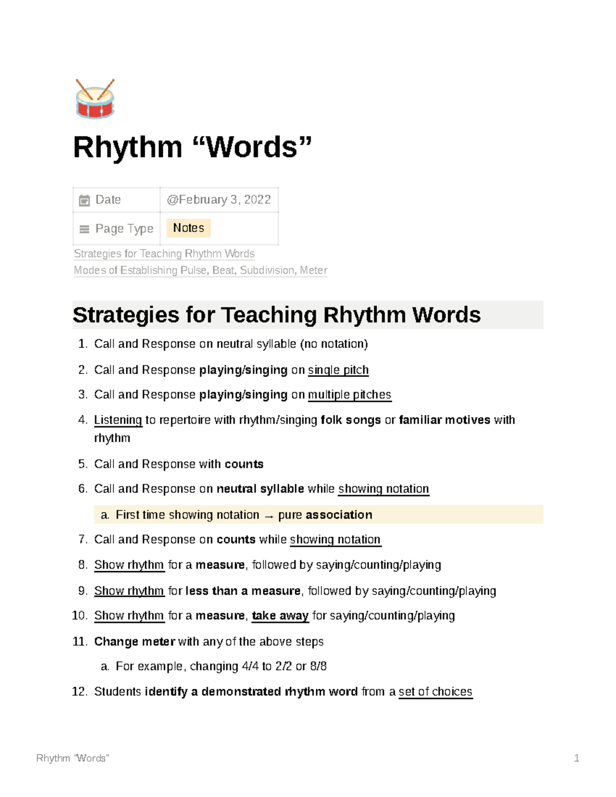 Rhythm Words - Dr. Christopher Dye - Rhythm “Words” 1 🥁 Rhythm “Words ...