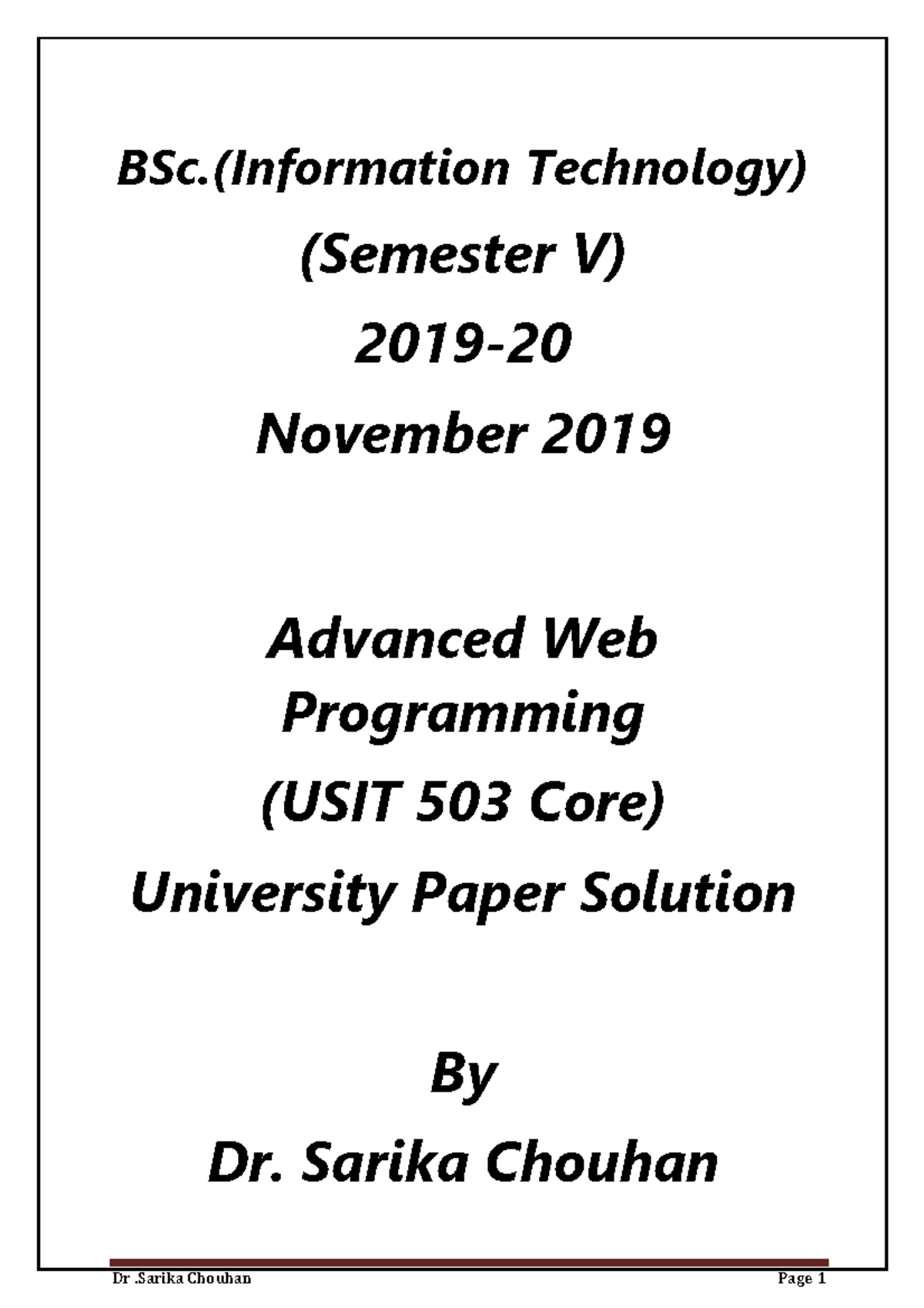 AWP Solution Set Nov 2019 Dr Sarika Chouhan - BSc.(Information ...