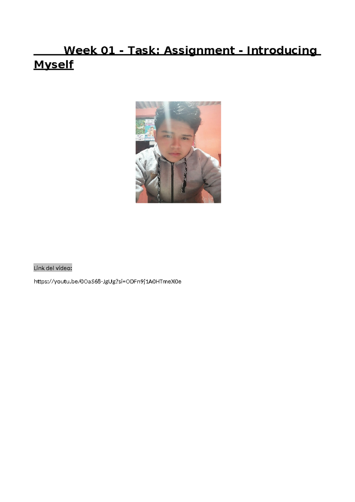 Ingles semana 1 - espero que te ayude - Ingles IV - Week 01 - Task: Assignment - Introducing ...