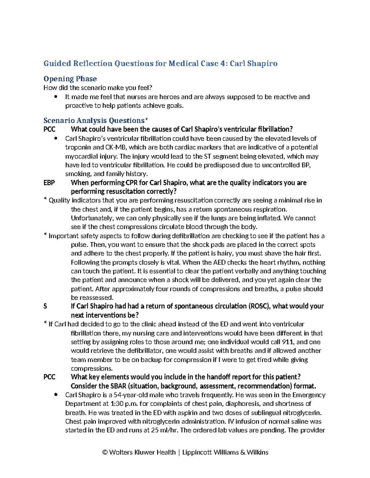 V Sim2 - Med surg assignment - Guided Reflection Questions for Medical ...