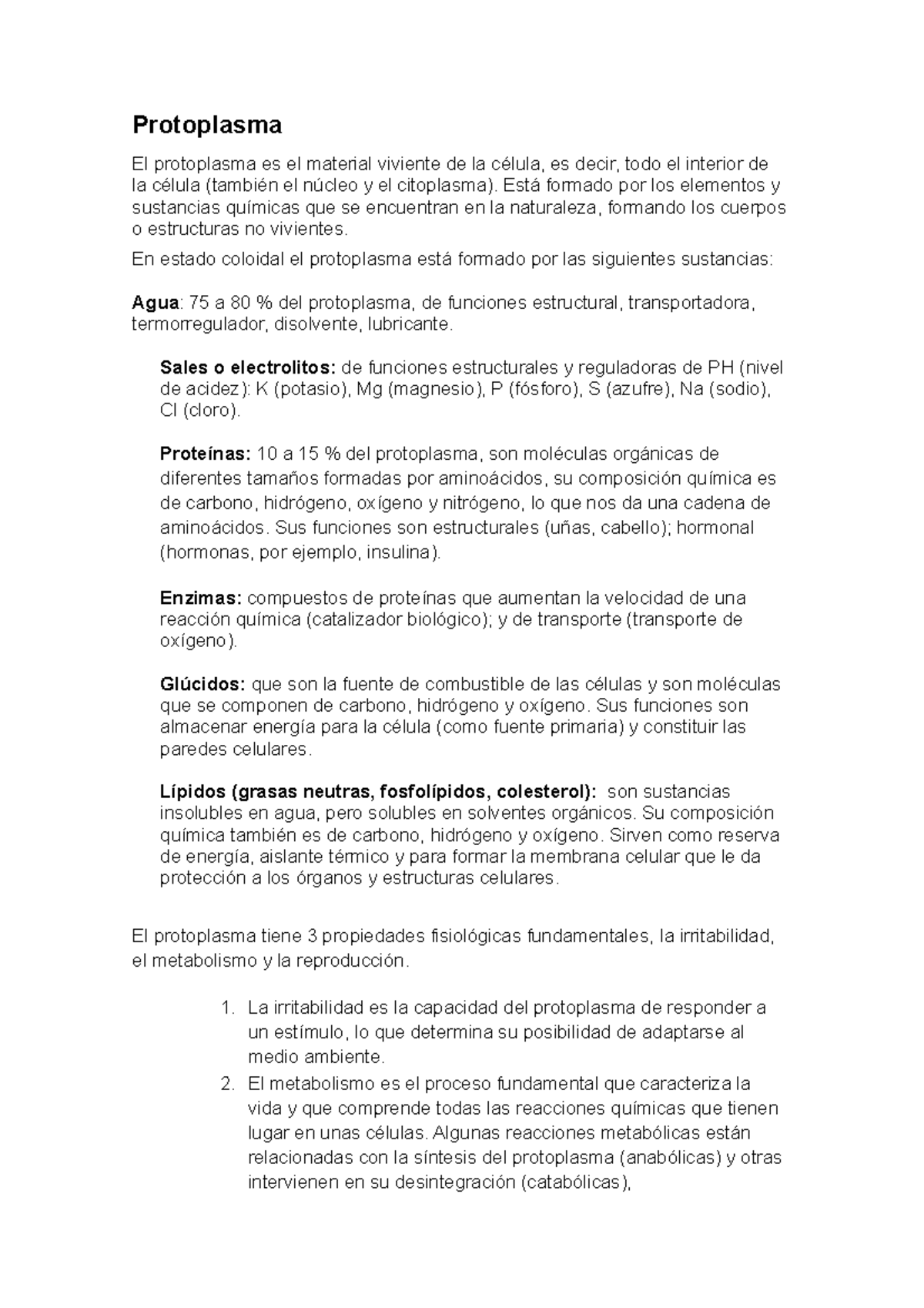 Yeriiii 2 - espero les ayude mucho - Protoplasma El protoplasma es el ...