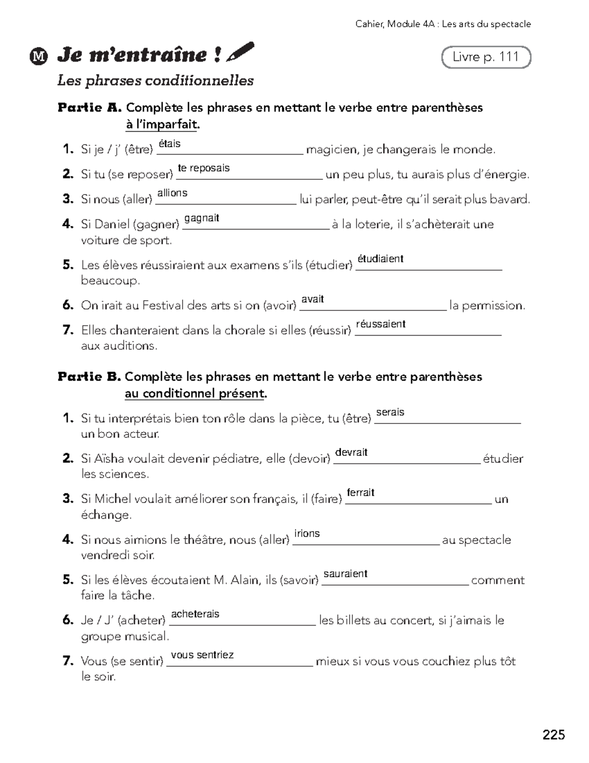 225 - french course - 225 Cahier, Module 4A : Les arts du spectacle Je ...
