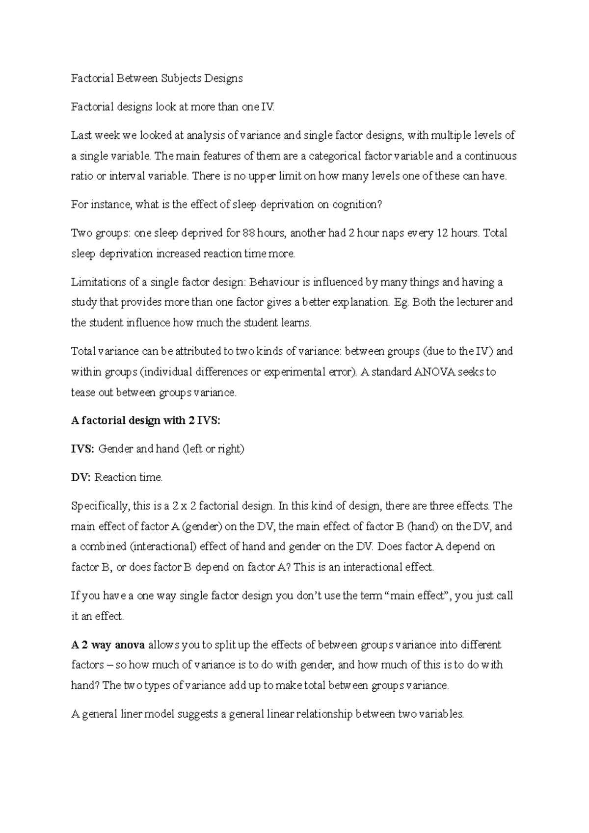 Lecture note, lectures 9 - factorial between subjects designs ...