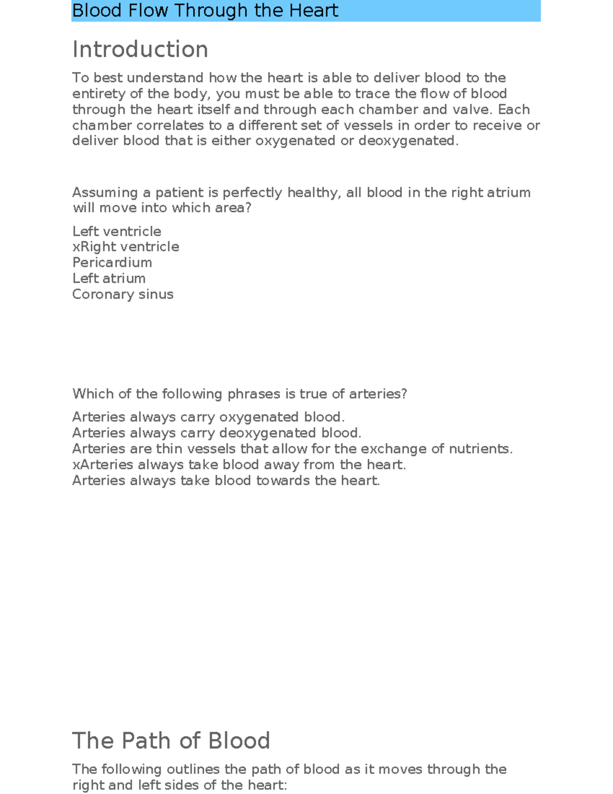 Blood Flow Through the Heart - Blood Flow Through the Heart ...