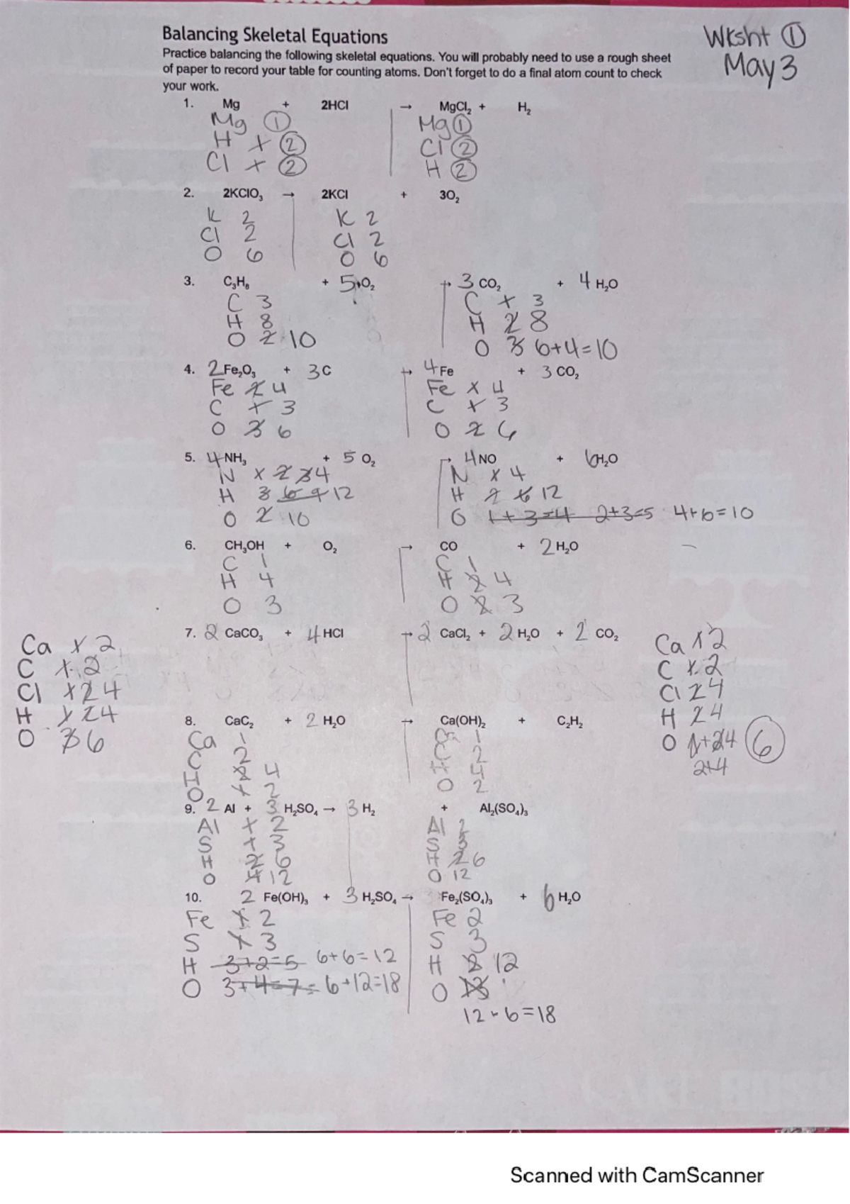 balancing equations worksheet for grade 10 chem - Studocu