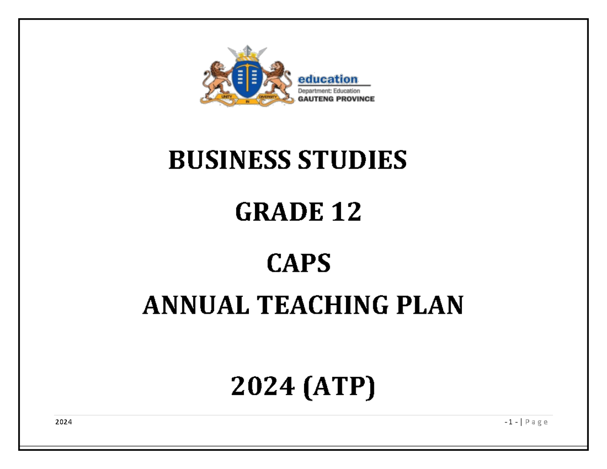 Grade 12 2024 Business Studies Grade 12 weighted ATP - BUSINESS STUDIES ...