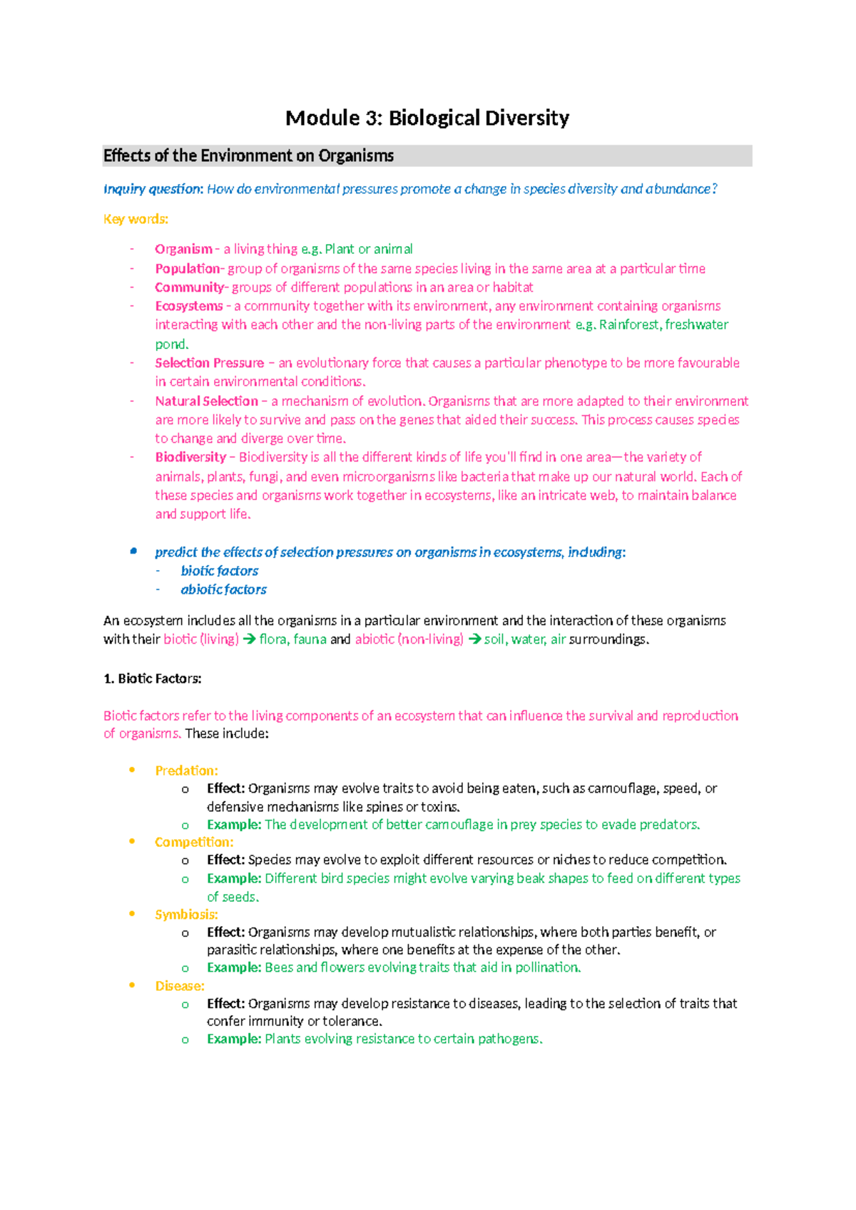 Module 3 - Biological Diversity - Module 3: Biological Diversity ...