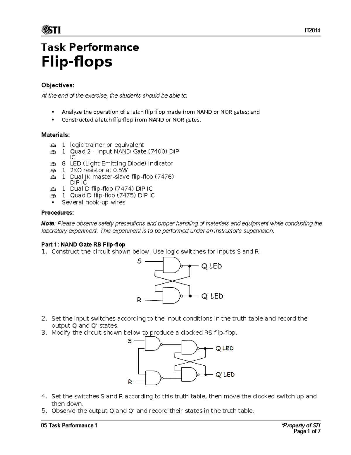 05 Task Performance 118 05 Task Performance 1 Property Of Sti Task Performance Flip Flops