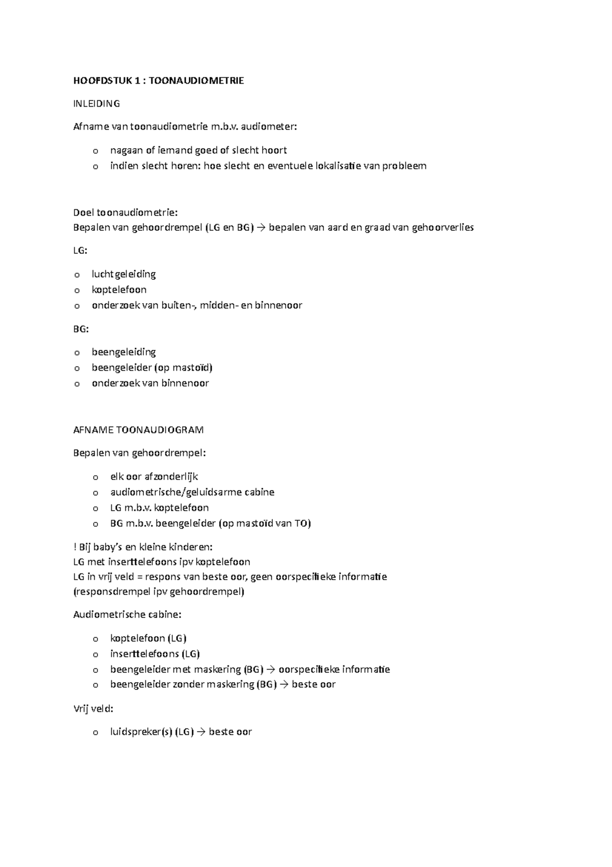 Inleiding - HOOFDSTUK 1 : TOONAUDIOMETRIE INLEIDING Afname van ...