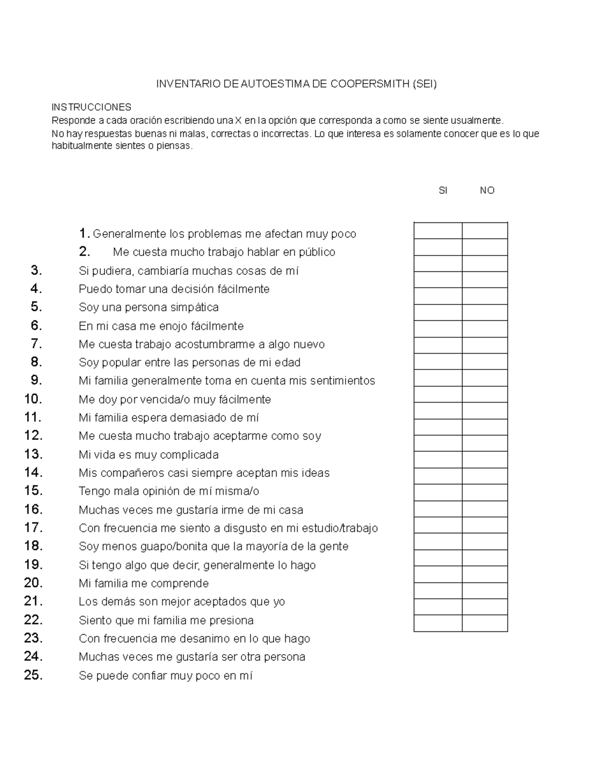 Inventario de Autoestima de Coopersmith - INVENTARIO DE AUTOESTIMA DE ...