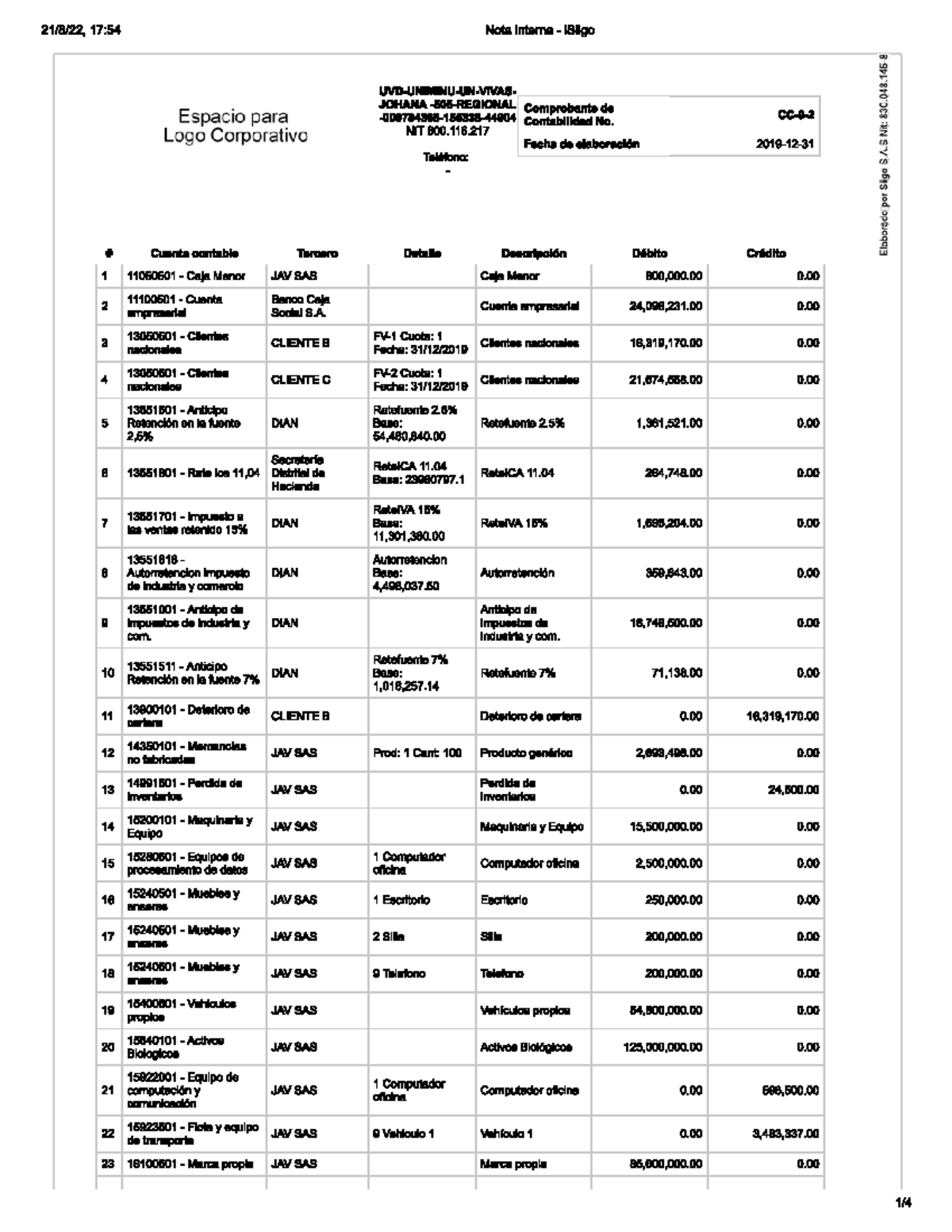 Saldos Iniciales Contabilidad - Studocu
